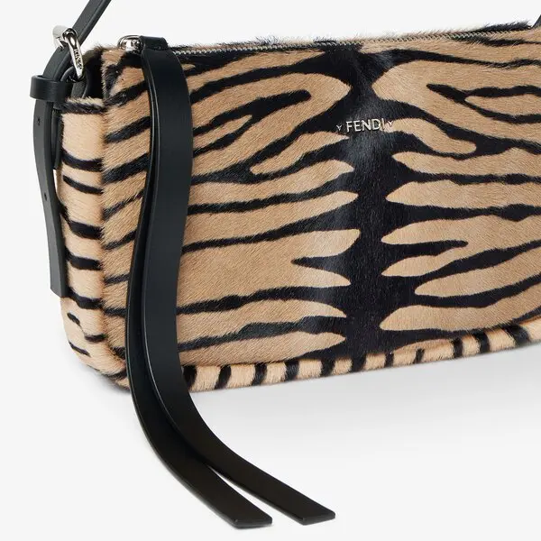 Fendi Zipper Top Small Tiger-print Cavallino Leather Bag